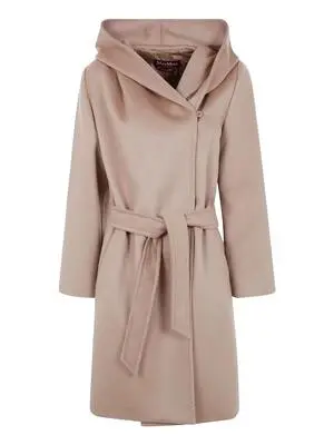 Max Mara Hooded Belted Wool Coat - Cammello