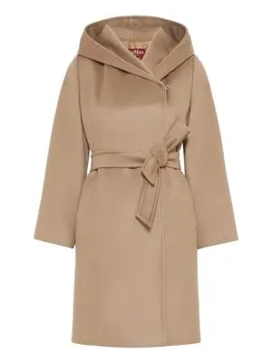 Max Mara Double-drap Virgin Wool Belted Jacket - Beige