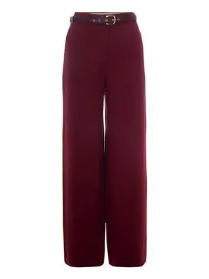 Max Mara Belted Wide-leg Trousers - Rubino