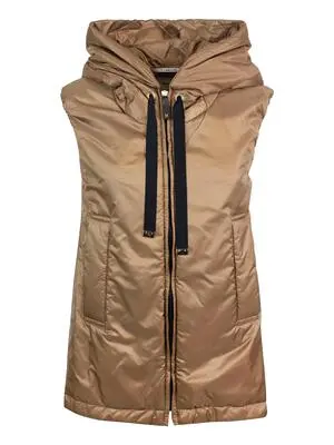Max Mara Long Hooded Puffer Vest - Caramel