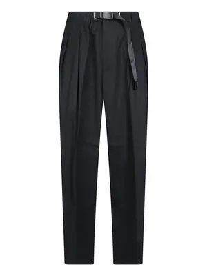 WHITE SAND Technical Flannel Tailored Trousers With Belt - Nero