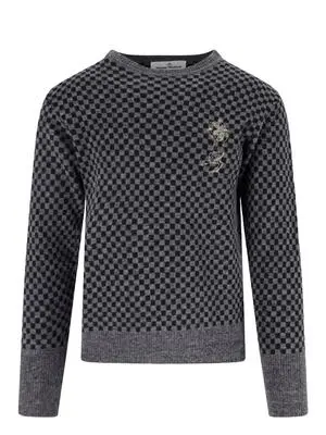 VIVIENNE WESTWOOD Vivienne Westwood Embroidered Check Crewneck Sweater