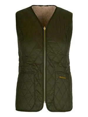 Barbour Quilted Zip-front Fleece-lined Vest - Olive/natural