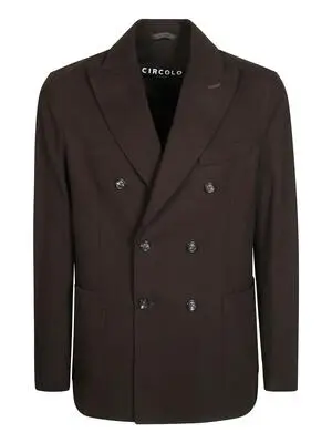 CIRCOLO 1901 Double Breasted Cotton Blend Blazer - Marrone