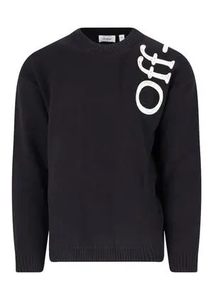 Off-White Logo Intarsia Crewneck Sweater - Black