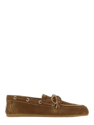 Miu Miu MIU MIU Suede Loafers Camel