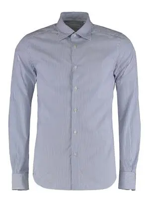 SLOWEAR Striped Cotton Long-sleeve Shirt - Blue