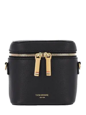 Thom Browne Thom Browne Mini Pebbled Leather Crossbody Bag Black