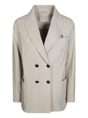 CIRCOLO 1901 Double-breasted Cotton Blend Sweatshirt Jacket - Beige