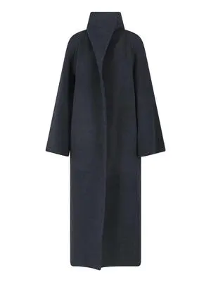 Khaite Oversized Wool Wrap Coat With High Collar - Grey