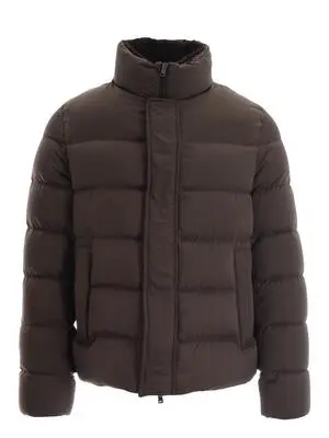 Herno Hooded Puffer Jacket With Stand Collar - Tortora Scuro