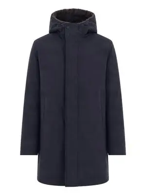 Herno Hooded Long Parka Coat - Blu Navy