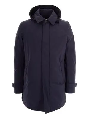 Herno Hooded Long Parka Coat - Blu