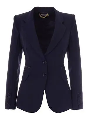 Elisabetta Franchi Tailored Single-breasted Blazer With Chain Detail - Blu Notte