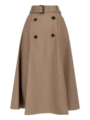 BURBERRY Burberry Belted Button-Detailed Cotton Skirt