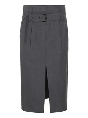 BRUNELLO CUCINELLI Brunello Cucinelli Wool Belted Midi Skirt
