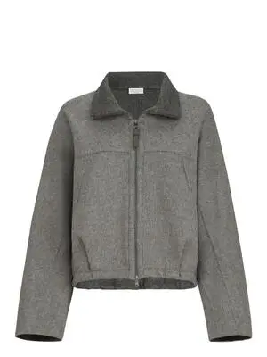 Brunello Cucinelli Brunello Cucinelli Zip-Up Wool Blouson Jacket Grey