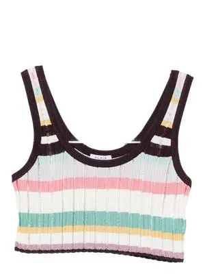 ALAÏA Alaïa Striped Ribbed Scoop Neck Cropped Top