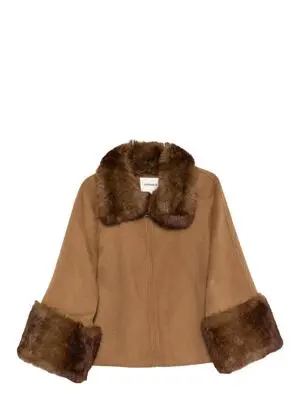 Apparis APPARIS Judie Wool Jacket With Faux Fur Trim Brown