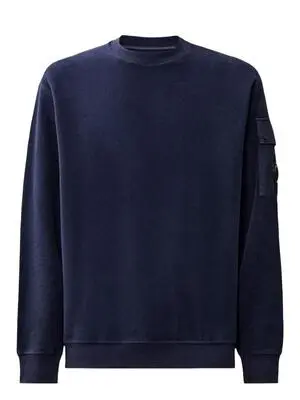 C.P. COMPANY Cotton Crewneck Sweater With Lens Detail - Blue