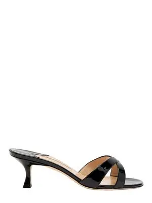 Manolo Blahnik Patent Leather Mules - Black