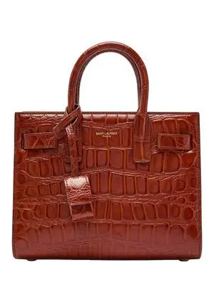 Saint Laurent Sac De Jour Nano Crocodile-effect Leather Top Handle Bag - Tan