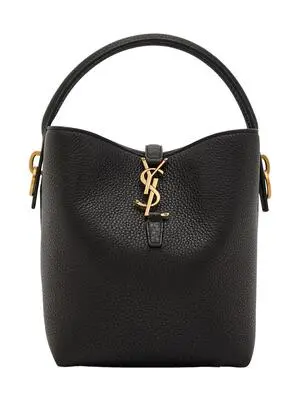 Saint Laurent Le 37 Small Grained Leather Bucket Bag - Black
