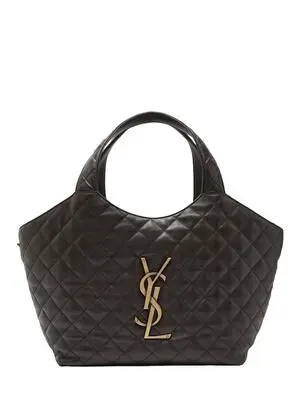 Saint Laurent Icare Medium Quilted Leather Tote Bag - Chocolate