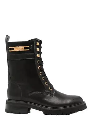 TWINSET Lace-up Logo-plaque Combat Boots - Black