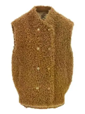 TWINSET Double-breasted Teddy-effect Vest - Brown