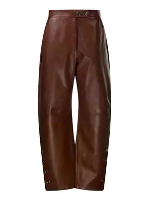 Sportmax Sportmax Button-Detail Leather Trousers Brown