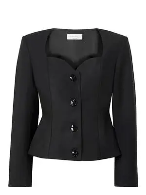 VIOLANTE NESSI Sweetheart Neckline Sculptural Wool Blouse - Black