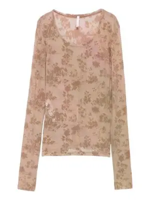 IMPERIAL IMPERIAL Floral Devoré Long Sleeve Top
