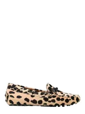 TOD'S Tod's Leopard Print Leather Loafers Brown