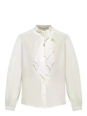 Max Mara Silk Tie-neck Shirt - White