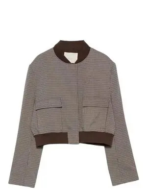 TWINSET Houndstooth Cropped Jacket - Brown