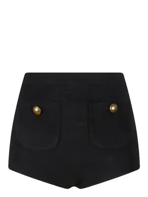Elisabetta Franchi Knit Shorts With Jewel Buttons - Black