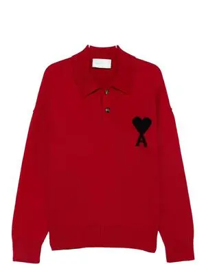 AMI Paris De Coeur Polo Shirt - Red