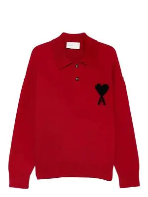 AMI Paris Ami De Coeur Polo Shirt Red