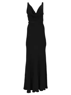Isaia Belted Cowl Neck Maxi Dress - Black