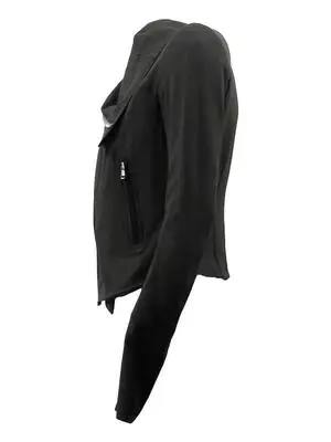 Rick Owens Asymmetric Zip Funnel Neck Jacket - Black