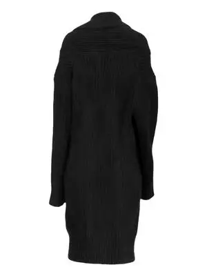 Isaia Ribbed-knit Shawl-lapel Coat - Black