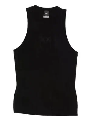 Pinko Love Birds Ribbed Racer Back Top - Black