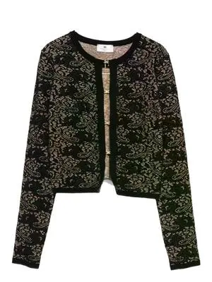 Elisabetta Franchi Lace Pattern Logo Plaque Sweater - Black