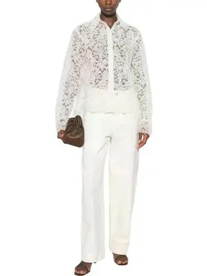 Ermanno Scervino Lace Overlay Scalloped-edge Shirt - Neutrals