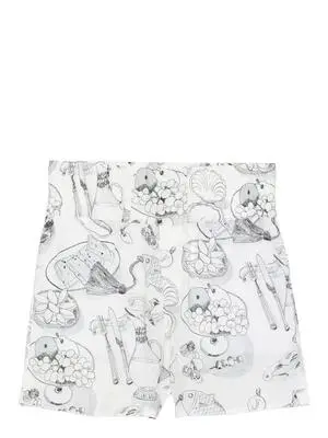 Jacquemus Graphic Print High-waisted Wide-leg Shorts - White