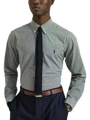 Polo Ralph Lauren Check-print Logo-embroidered Shirt - Green