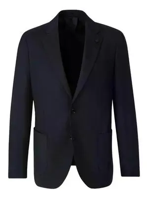 LARDINI Flower-lapel Single-breasted Blazer - Blue