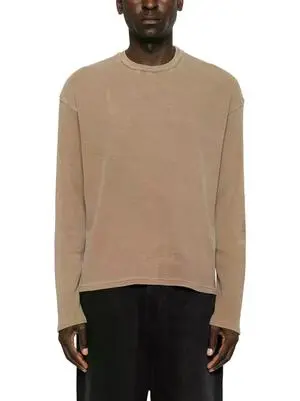 ANN DEMEULEMEESTER Graphic-print Waffle-knit Sweater - Neutrals