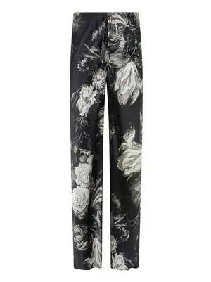 Roberto Cavalli Floral Print Palazzo Trousers - Black
